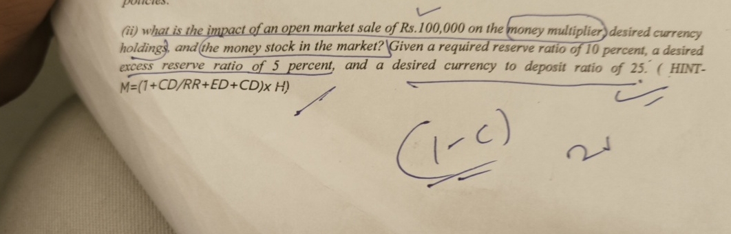 Solved (ii) ﻿what is the impact of an open market sale of | Chegg.com