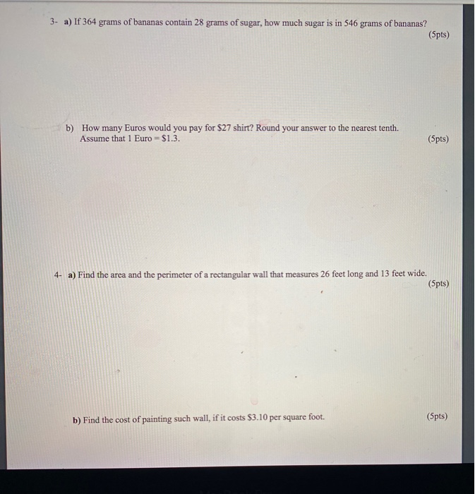 Solved 3. a) If 364 grams of bananas contain 28 grams of | Chegg.com