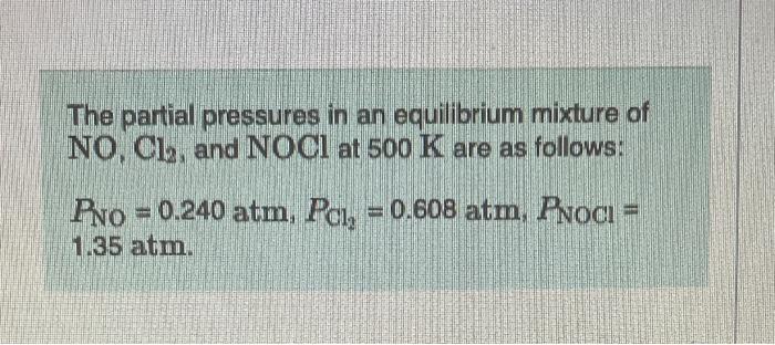 Solved The partial pressures in an equilibrium mixture of | Chegg.com