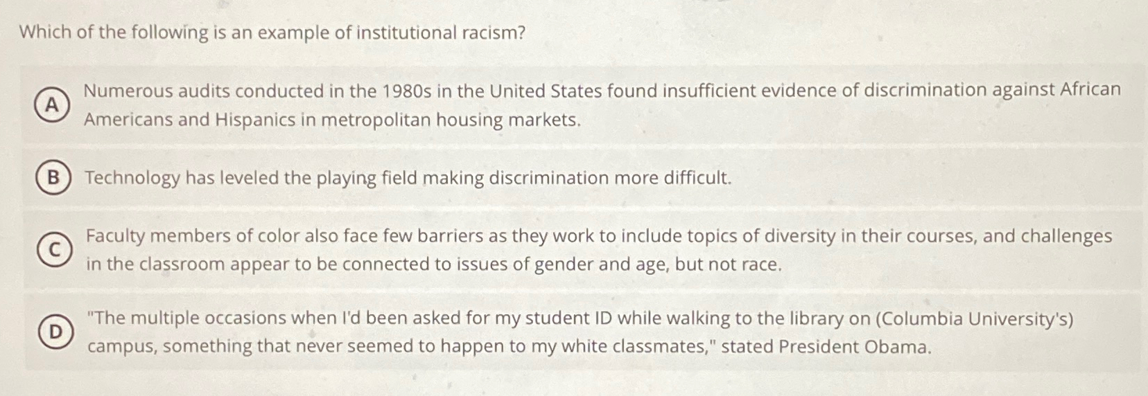 Solved Which of the following is an example of institutional | Chegg.com