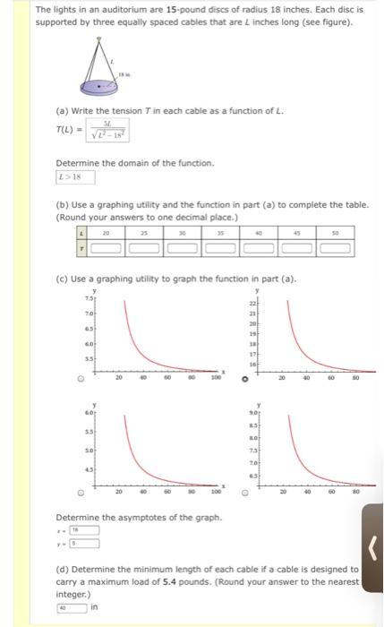 Solved The lights in an auditorium are 15-pound discs of | Chegg.com