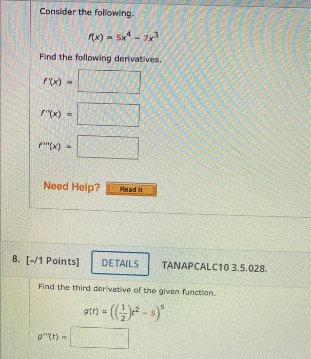Solved Consider the following. f(x) = 5x4 - 7x3 Find the | Chegg.com