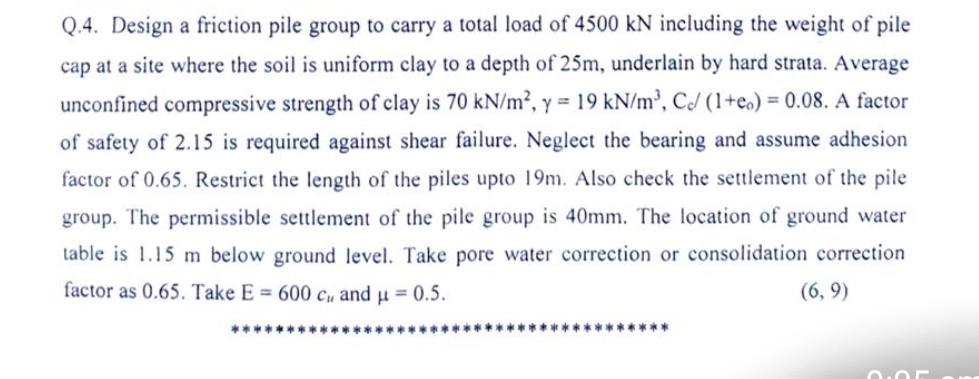 Solved Q.4. ﻿Design a friction pile group to carry a total | Chegg.com