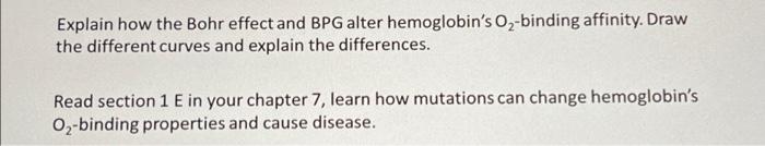 Solved Explain how the Bohr effect and BPG alter | Chegg.com