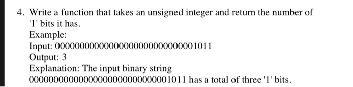 Solved 4 Write A Function That Takes An Unsigned Integer