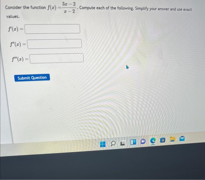 Solved Consider the function f(x)=x−23x−2. Compute each of | Chegg.com