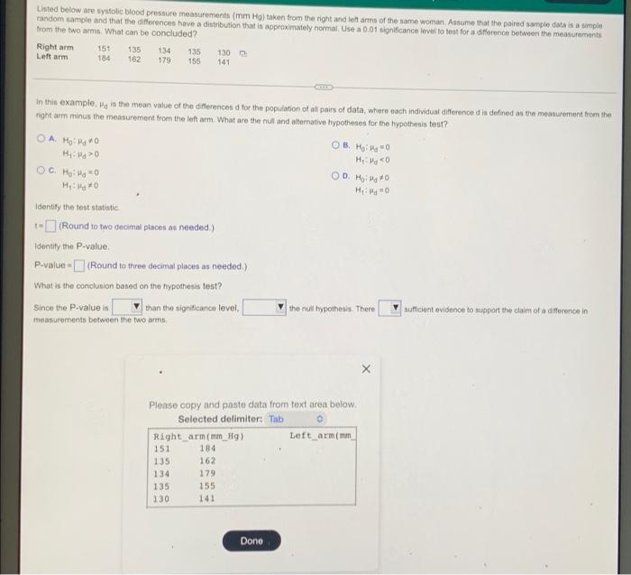 Solved Listed below are systolic blood pressure measurements | Chegg.com