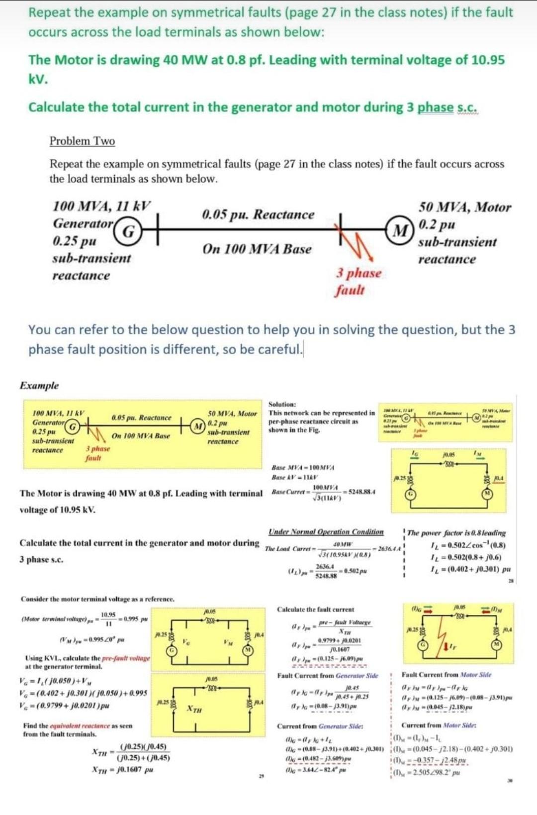 Solved Repeat the example on symmetrical faults (page 27 in | Chegg.com