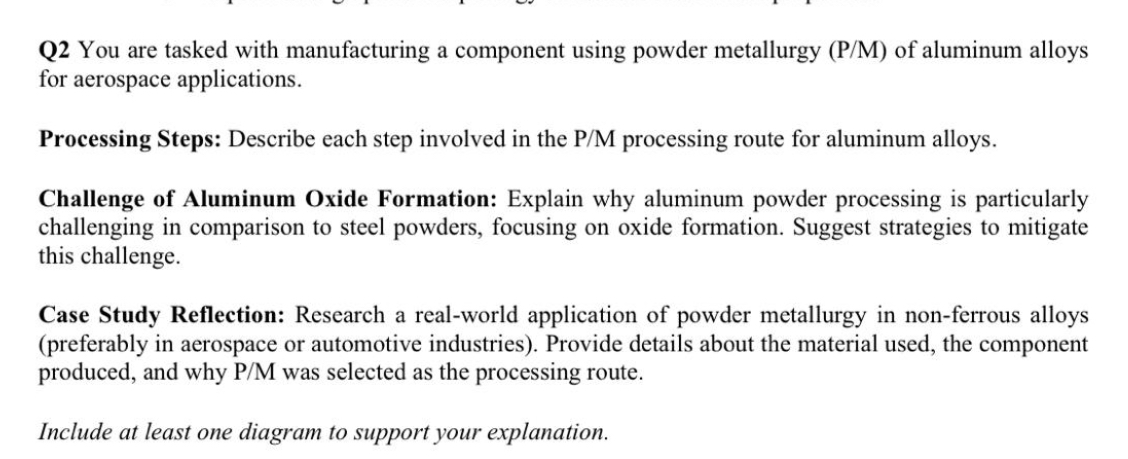 Solved Q2 ﻿You are tasked with manufacturing a component | Chegg.com