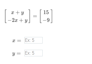 Solved [x+y-2x+y]=[15-9]x=y= | Chegg.com