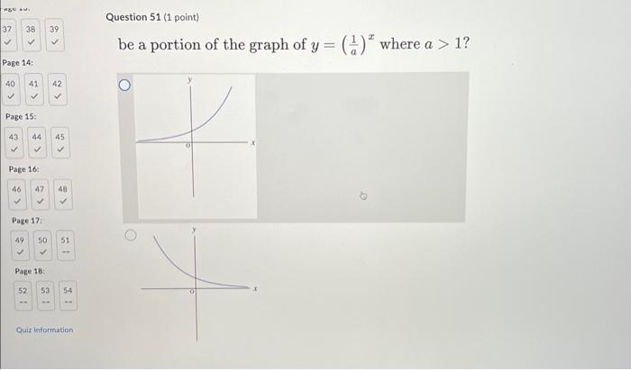 Solved be a portion of the graph of y=(a1)x where a>1 ?Page | Chegg.com