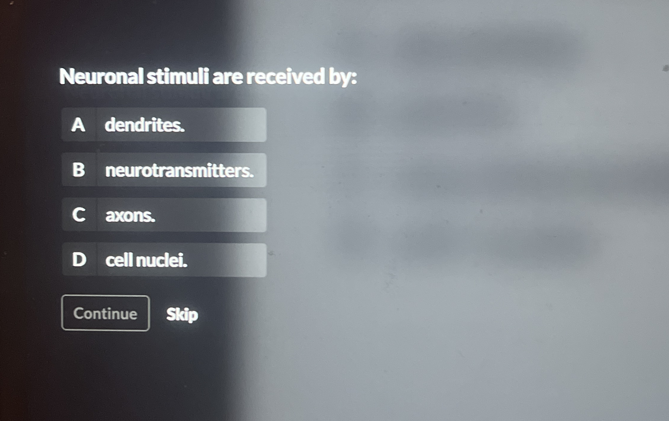 Solved Neuronal stimuli are received | Chegg.com