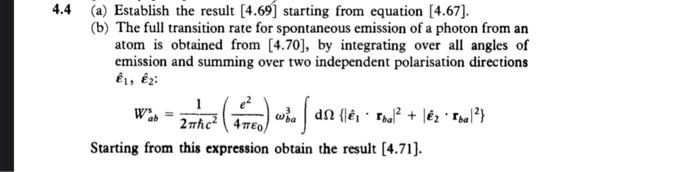 Solved 4.4 (a) Establish the result [4.69] starting from | Chegg.com