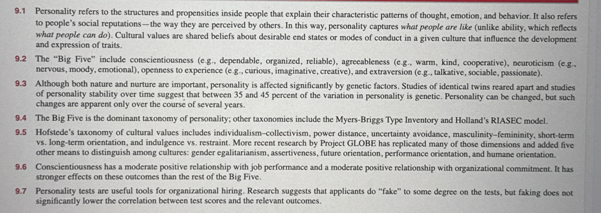 Solved 9.1 ﻿Personality refers to the structures and | Chegg.com