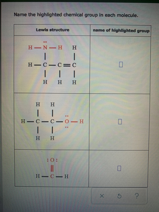Solved Name the highlighted chemical group in each molecule. | Chegg.com