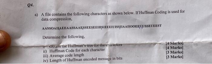 Solved a) A file contains the following characters as shown | Chegg.com