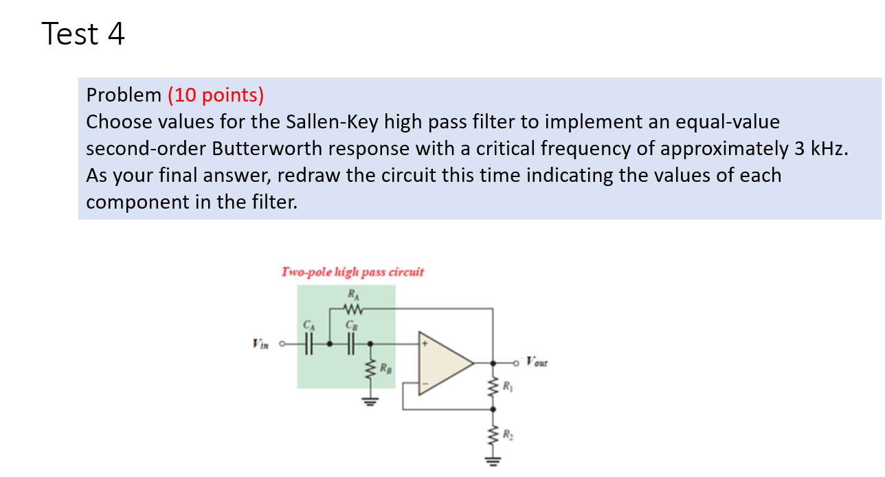 [Solved]: Test 4 Problem (10 points) Choose values for the