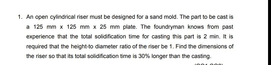 Solved 1. An open cylindrical riser must be designed for a | Chegg.com