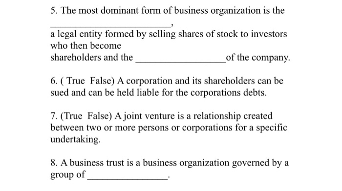 Solved 5 The Most Dominant Form Of Business Organization Is Chegg solved-5-the-most-dominant-form-of-business-organization-is-chegg