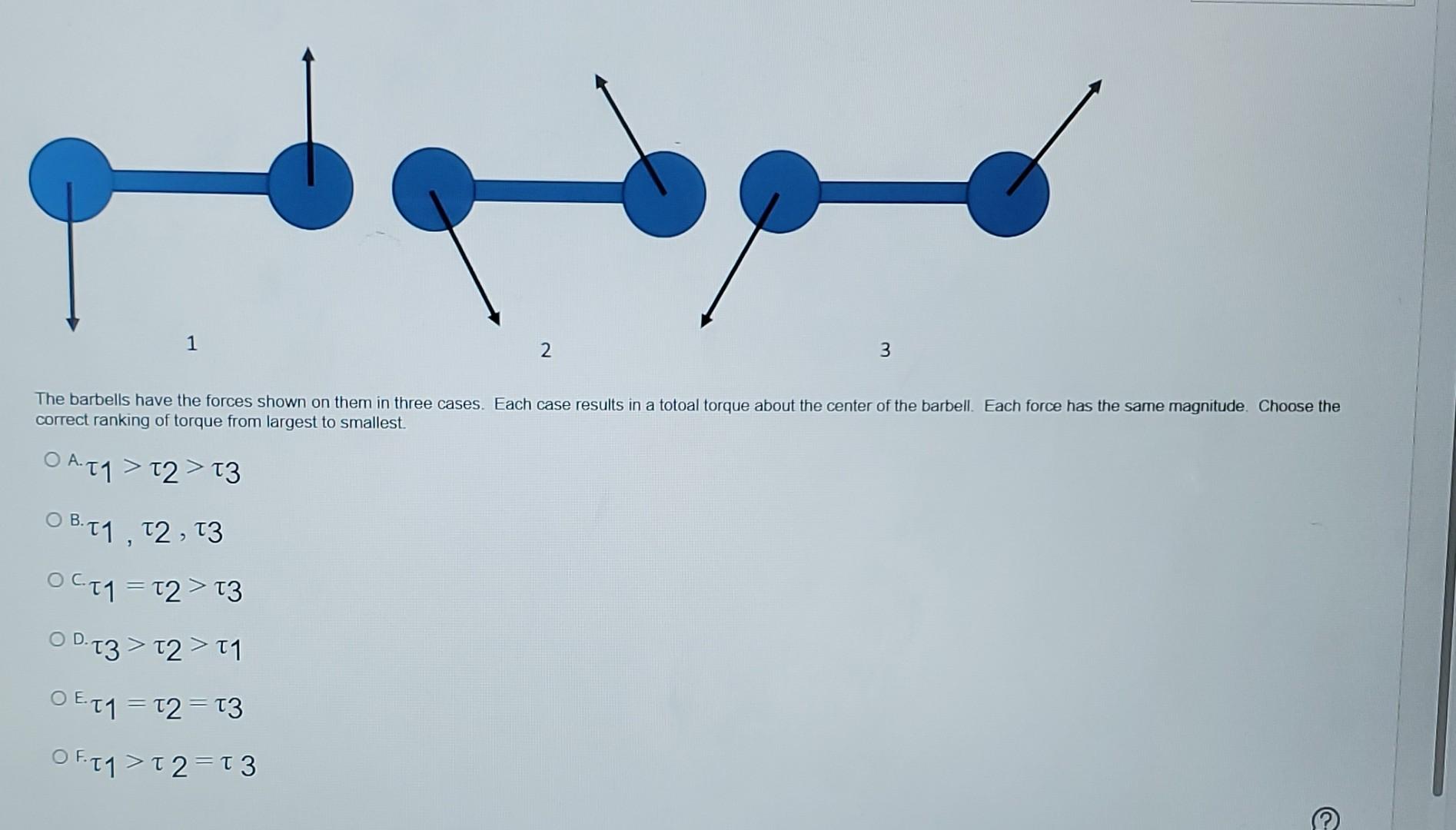 Solved correct ranking of torque from largest to smallest. | Chegg.com