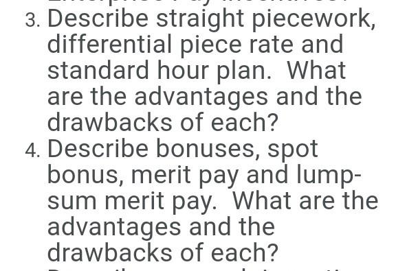 Solved 3. Describe straight piecework, differential piece | Chegg.com