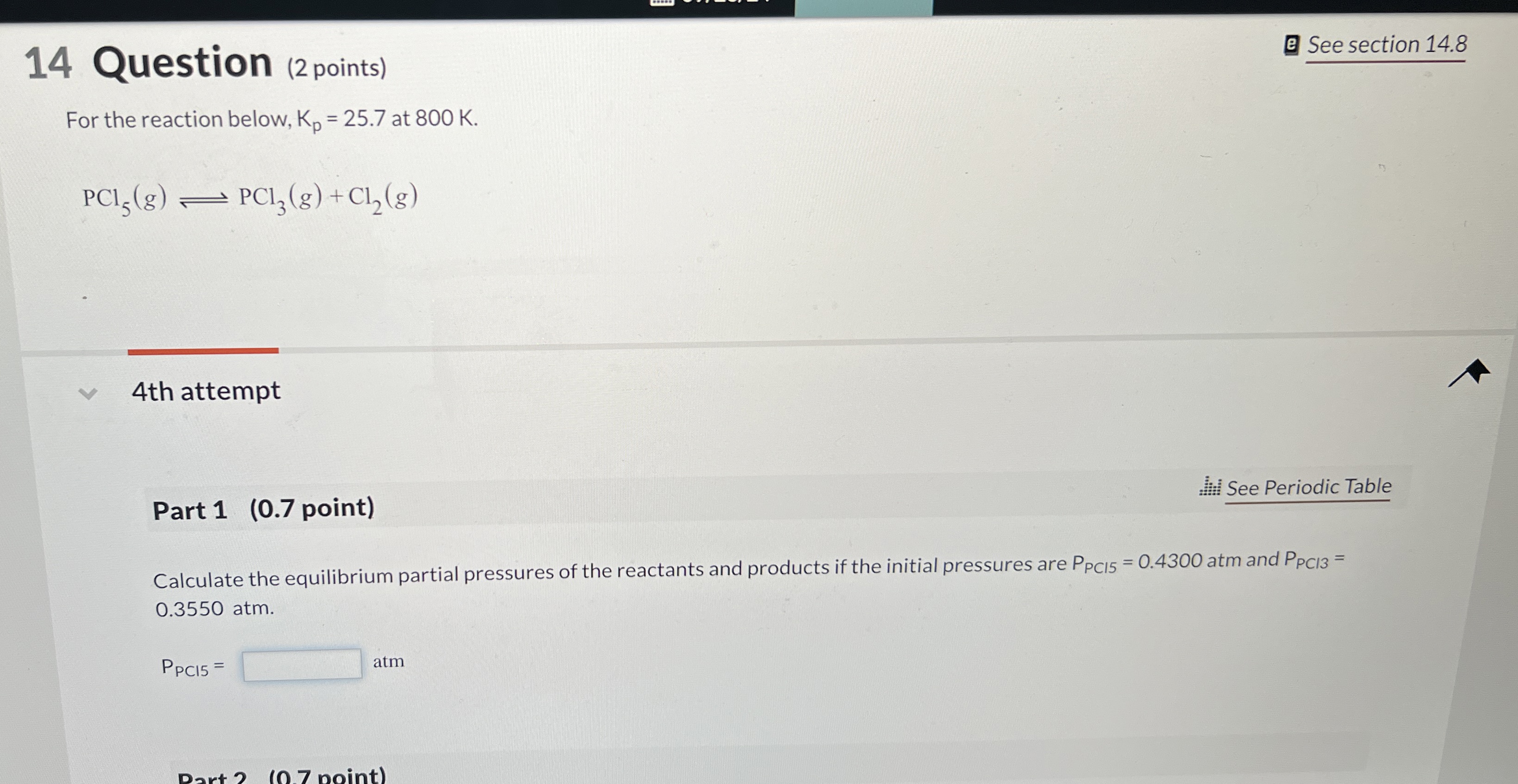 Solved 14 ﻿Question (2 ﻿points)For the reaction below, | Chegg.com