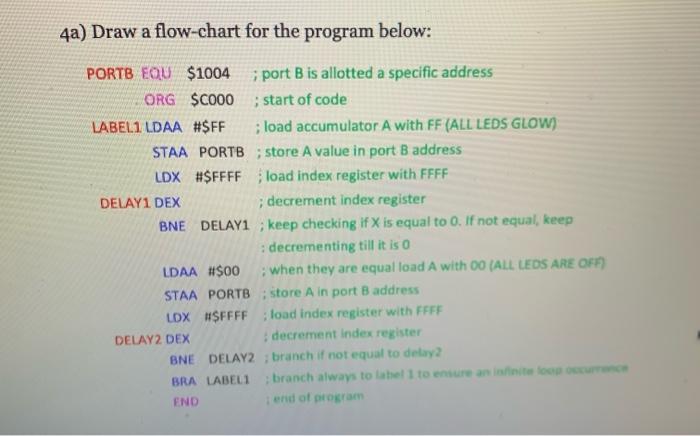 Solved 4a) Draw a flow-chart for the program below: PORTB | Chegg.com