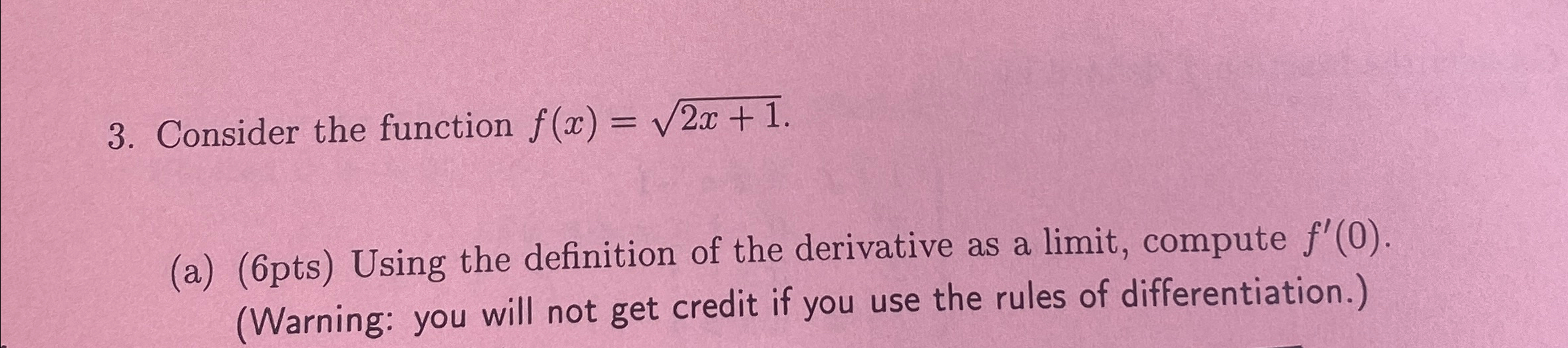 Solved Consider the function f(x)=2x+12.(a) (6pts) ﻿Using | Chegg.com