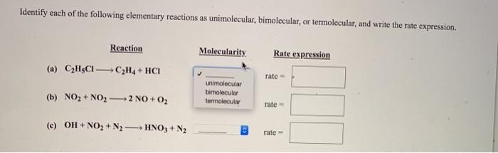 Solved Identify each of the following elementary reactions | Chegg.com