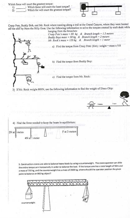 Solved Which force will exert the greatest torque 1) Which | Chegg.com