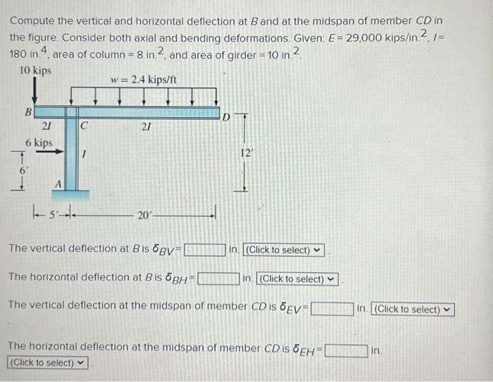Solved Compute the vertical and horizontal deflection at B | Chegg.com