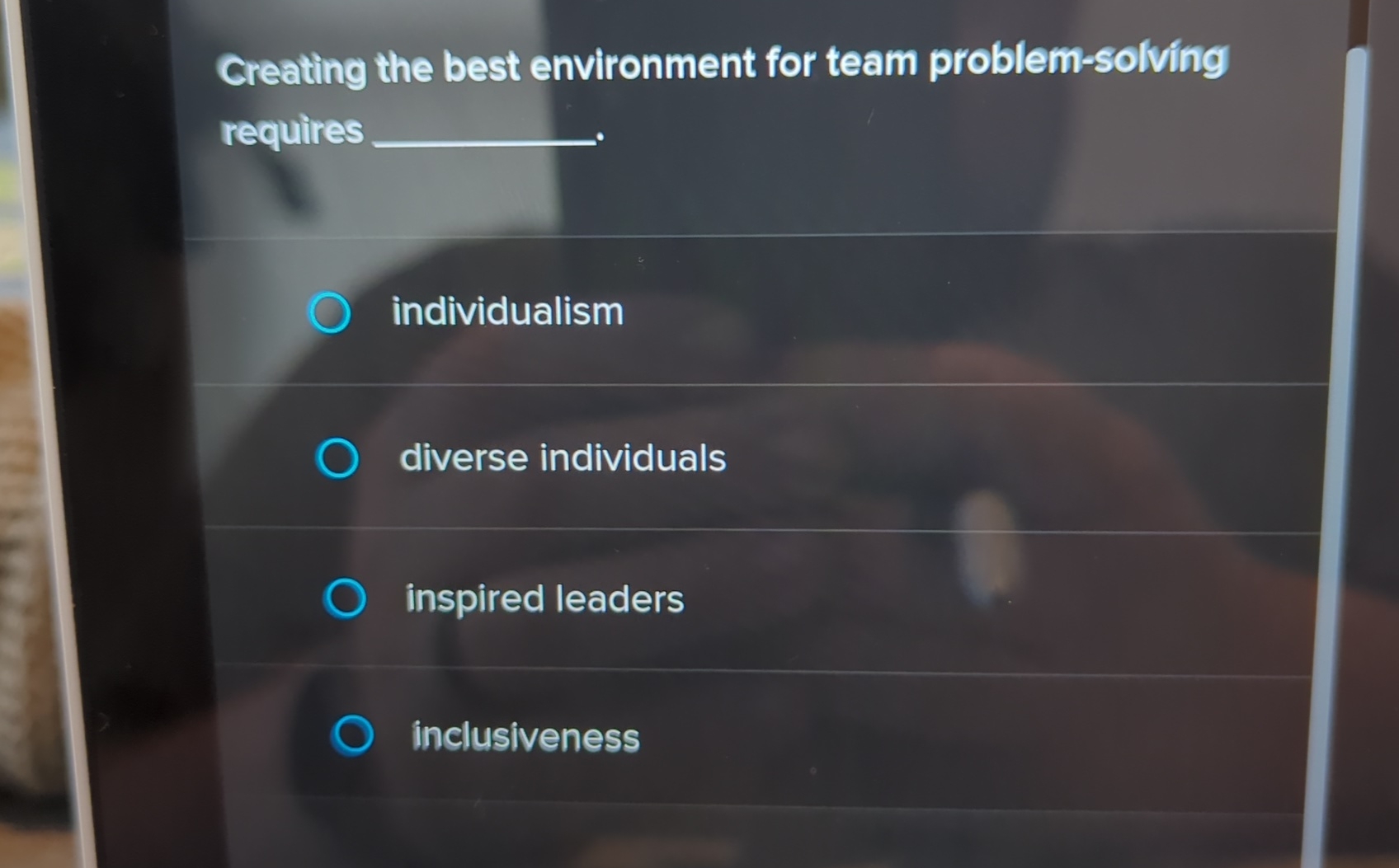 Solved Creating the best environment for team | Chegg.com