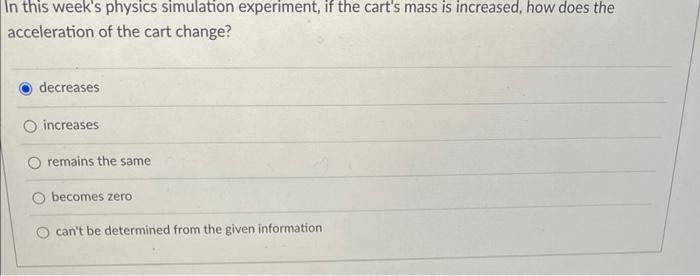 Solved n this week's physics simulation experiment, if the | Chegg.com