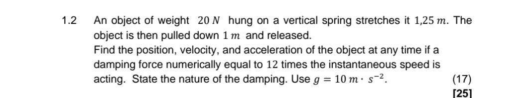 Solved 1.2 An object of weight 20 N hung on a vertical | Chegg.com