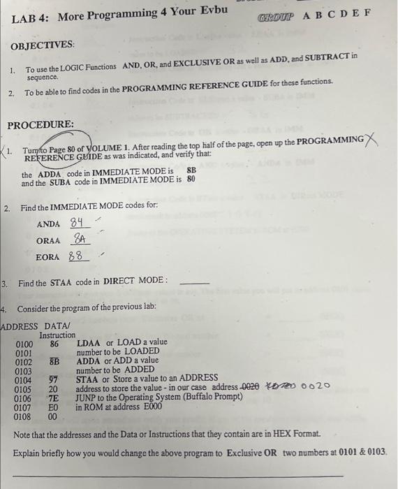 Solved LAB 4: More Programming 4 Your Evbu GXPDIP A B C D E | Chegg.com