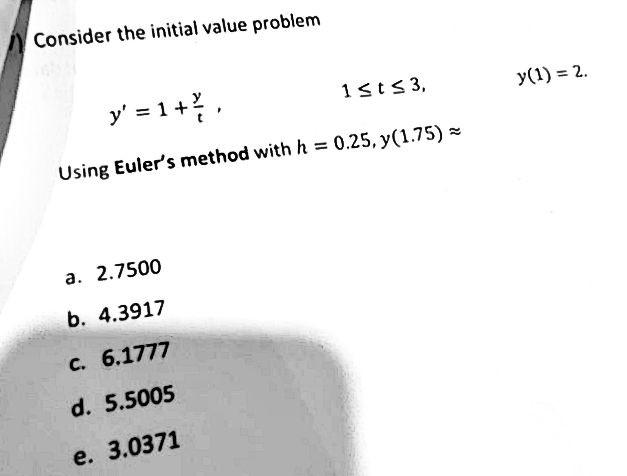 Solved Consider the initial value problem y′=1+ty, Using | Chegg.com