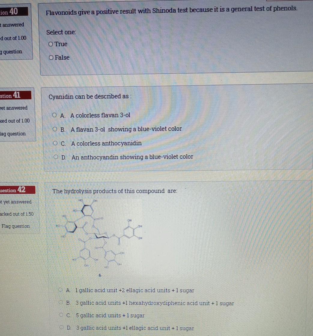 Solved cion 40 Flavonoids give a positive result with | Chegg.com