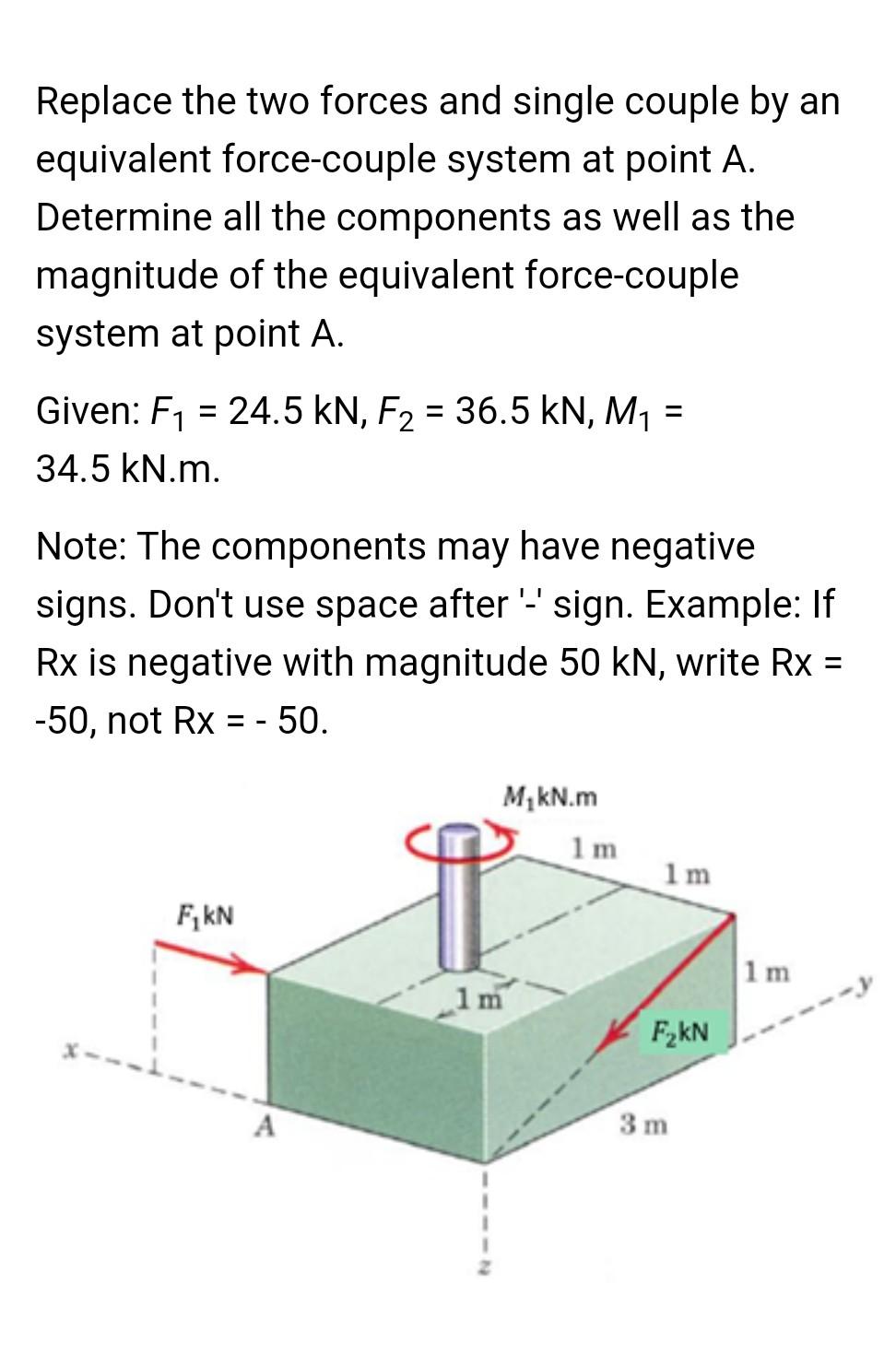 Solved Replace the two forces and single couple by an | Chegg.com