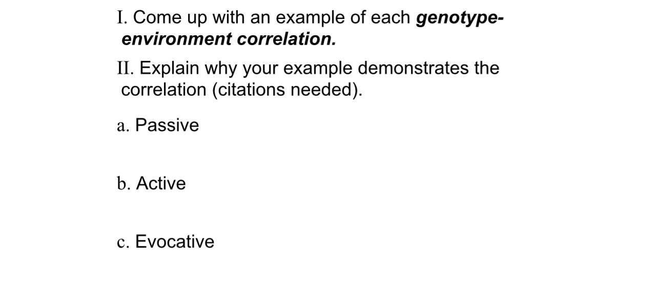 Solved I. Come up with an example of each | Chegg.com