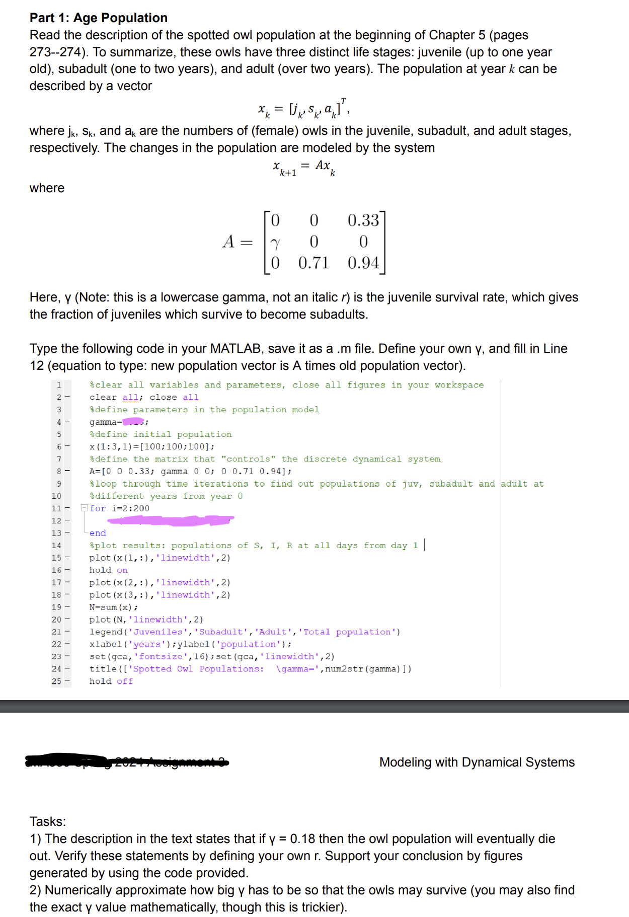 Solved Part 1: Age PopulationRead the description of the | Chegg.com