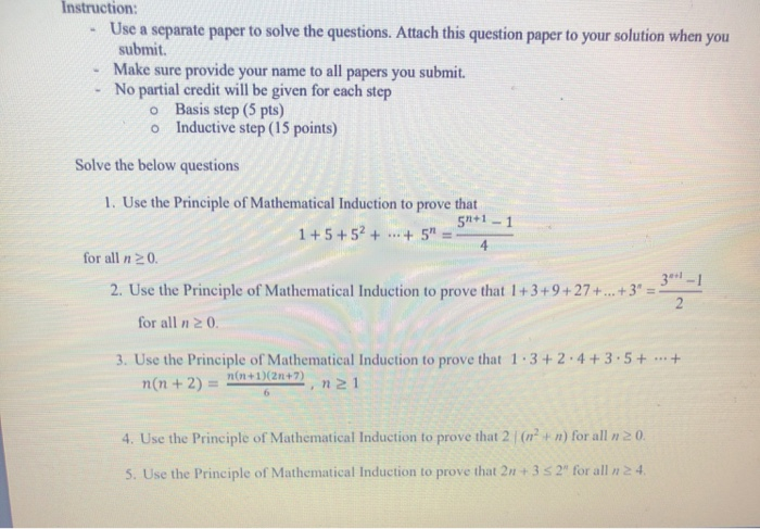 Solved Instruction: - Use a separate paper to solve the | Chegg.com