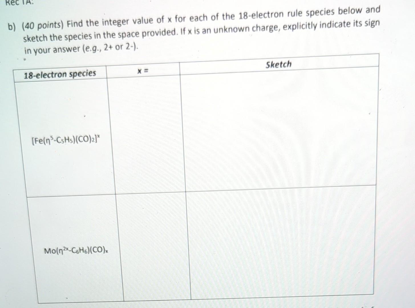 Solved a) (40 points) Identify the first-row transition | Chegg.com