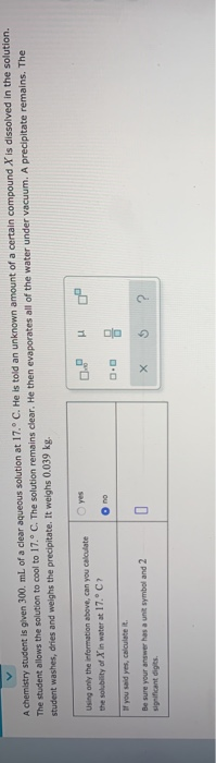 Solved A chemistry student is given 300. mL of a clear | Chegg.com