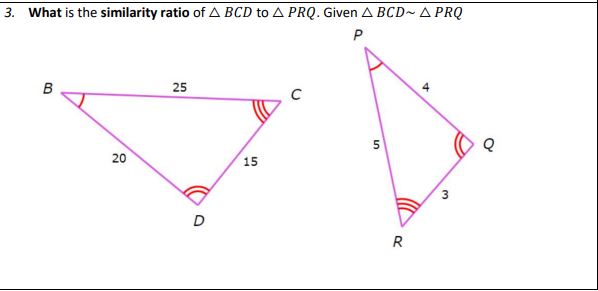 Solved What is the similarity ratio of ????BCD ﻿to ????PRQ. | Chegg.com