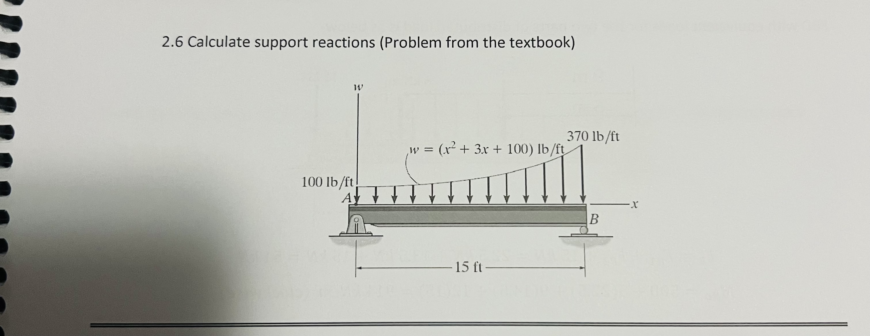 Solved 2.6 ﻿Calculate support reactions (Problem from the | Chegg.com