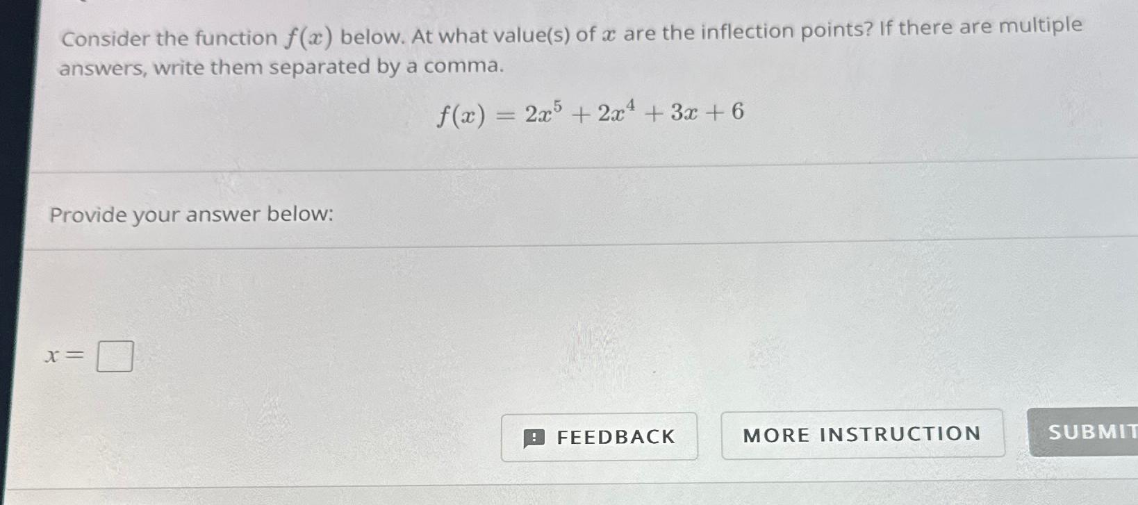Solved Consider the function f(x) ﻿below. At what value(s) | Chegg.com
