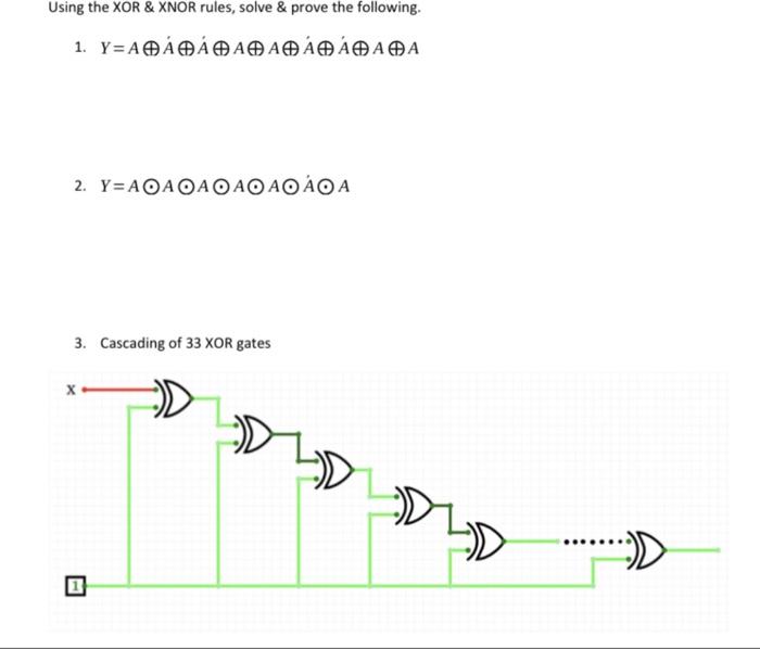 Solved Using the XOR & XNOR rules, solve & prove the | Chegg.com