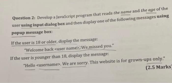 Solved Question 2: Develop a JavaScript program that reads | Chegg.com