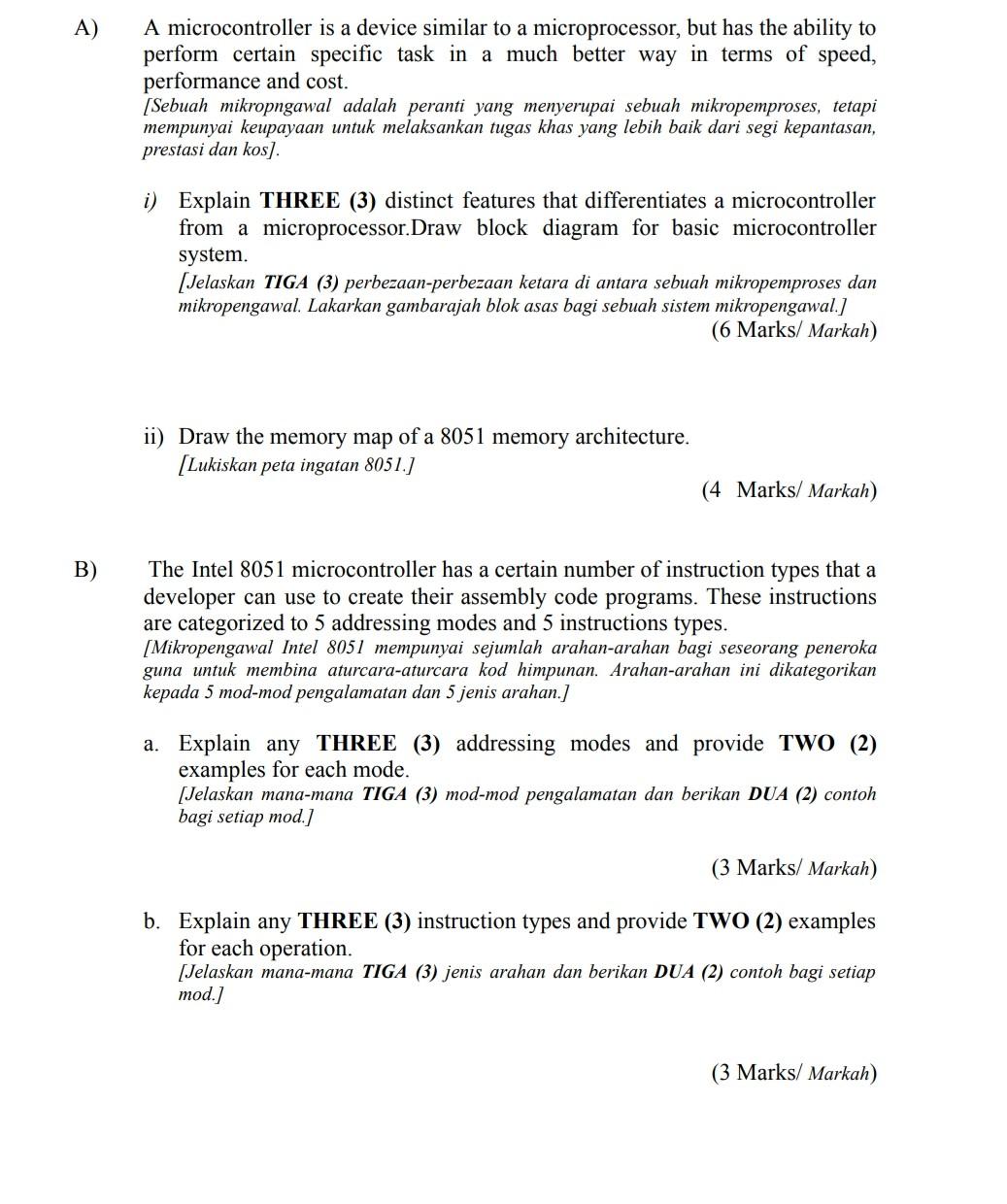 Solved A microcontroller is a device similar to a | Chegg.com