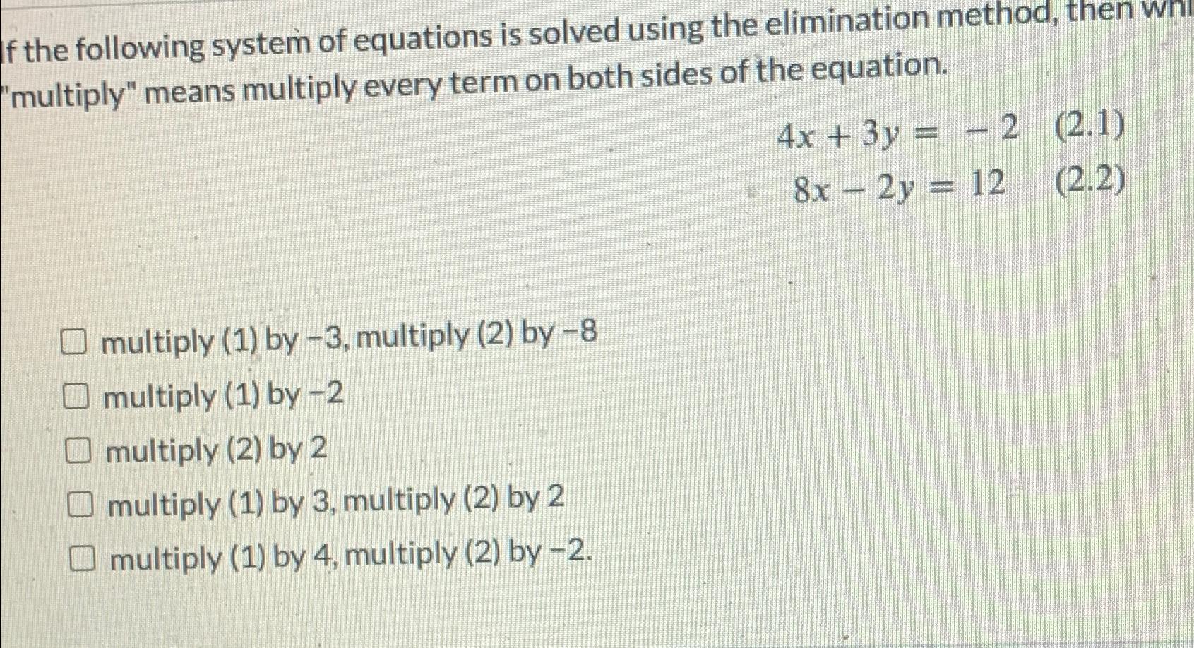 If the following system of equations is solved using | Chegg.com | Chegg.com